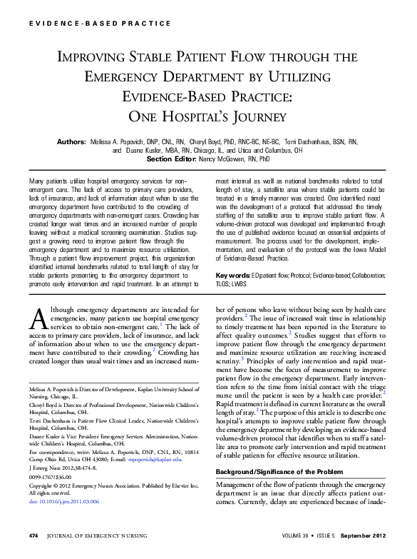 (PDF) Improving Stable Patient Flow through the Emergency Department by ...