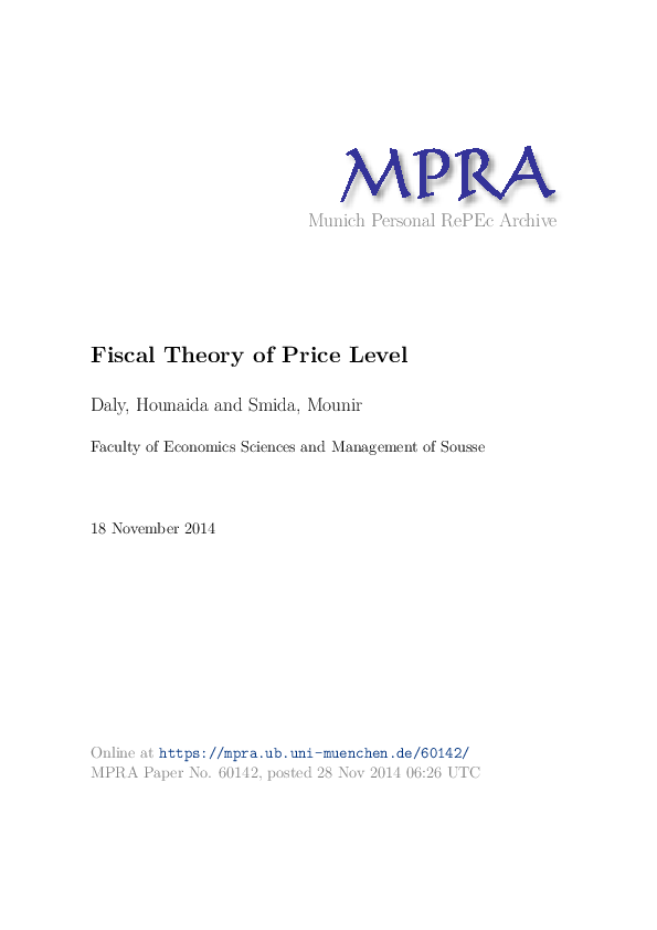 (PDF) Fiscal Theory of Price Level