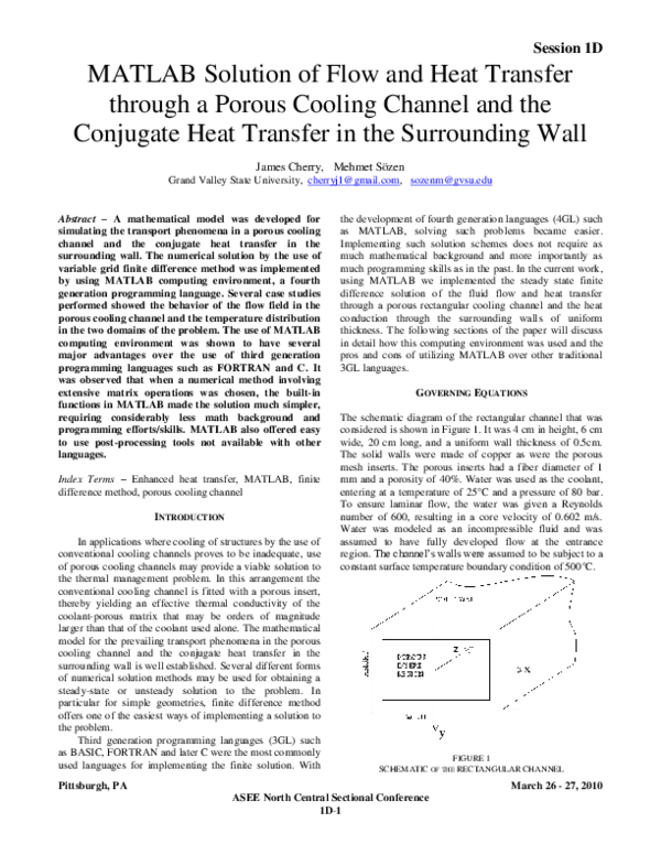 (PDF) MATLAB Solution of Flow and Heat Transfer through a Porous ...