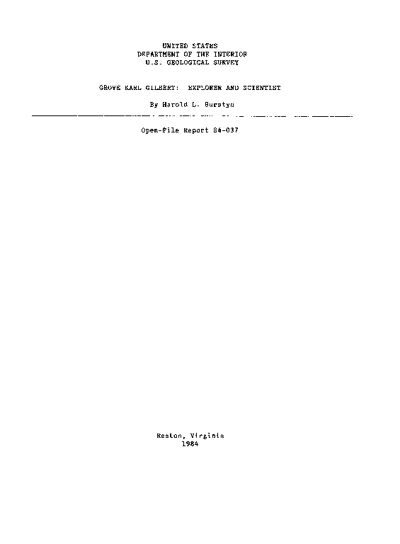 (PDF) Grove Karl Gilbert; explorer and scientist