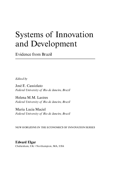(PDF) Systems of Innovation and Development: Evidence From Brazil