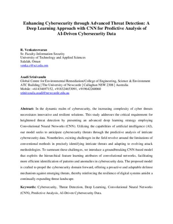Pdf Enhancing Cybersecurity Through Advanced Threat Detection