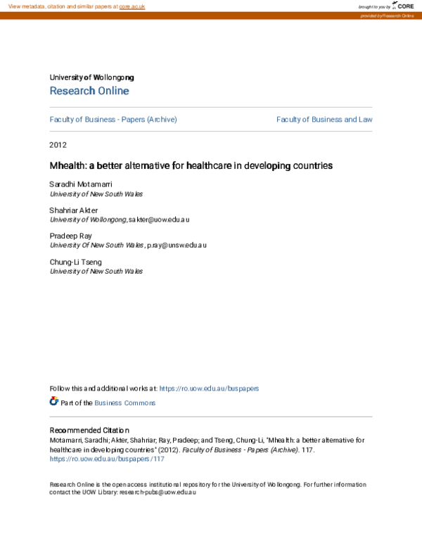(PDF) Mhealth: a better alternative for healthcare in developing countries