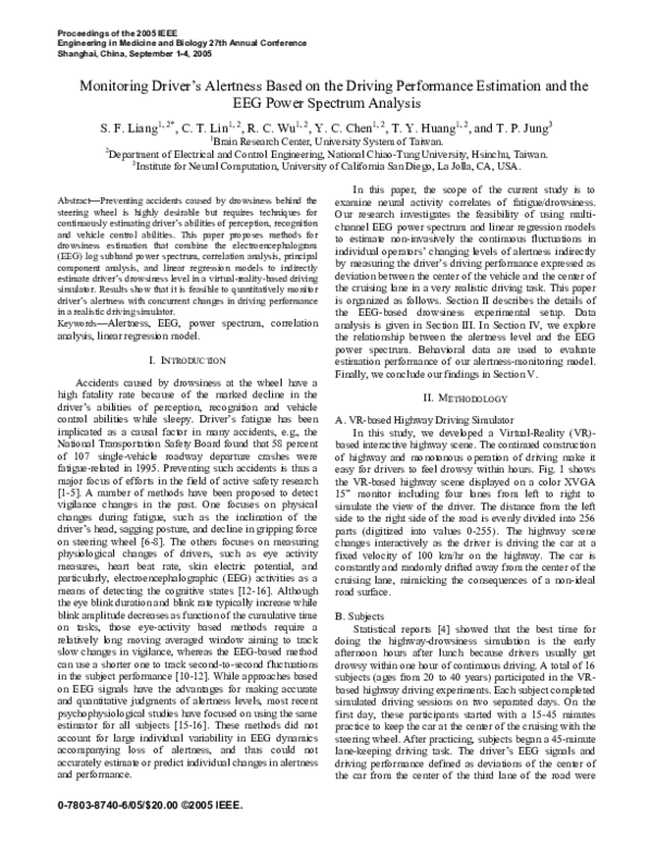 (PDF) Monitoring Driver's Alertness Based on the Driving Performance Estimation and the EEG ...