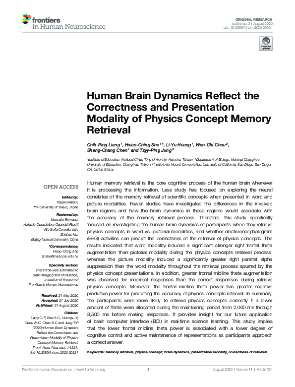 (PDF) Human Brain Dynamics Reflect the Correctness and Presentation Modality of Physics Concept ...