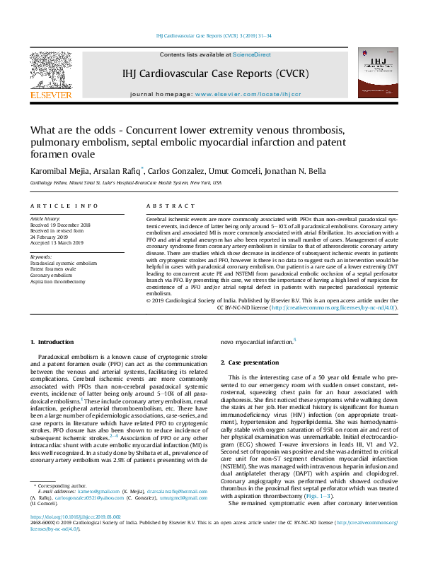 (PDF) What are the odds - Concurrent lower extremity venous thrombosis ...
