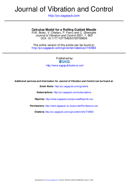 (PDF) Calculus Model for a Rolling Guided Missile