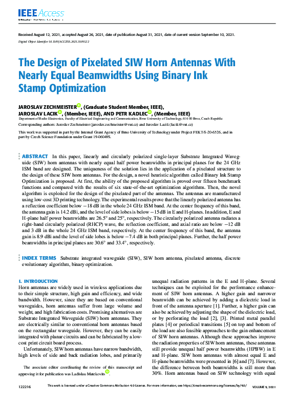 (PDF) Pixelated SIW Horn Antennas via Ink Stamp Optimization