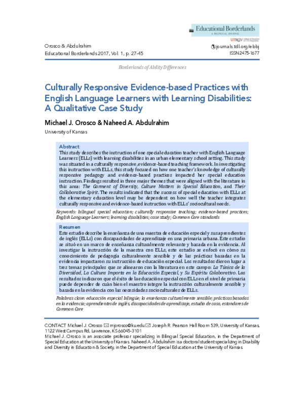 (PDF) Culturally Responsive Evidence-based Practices with English ...