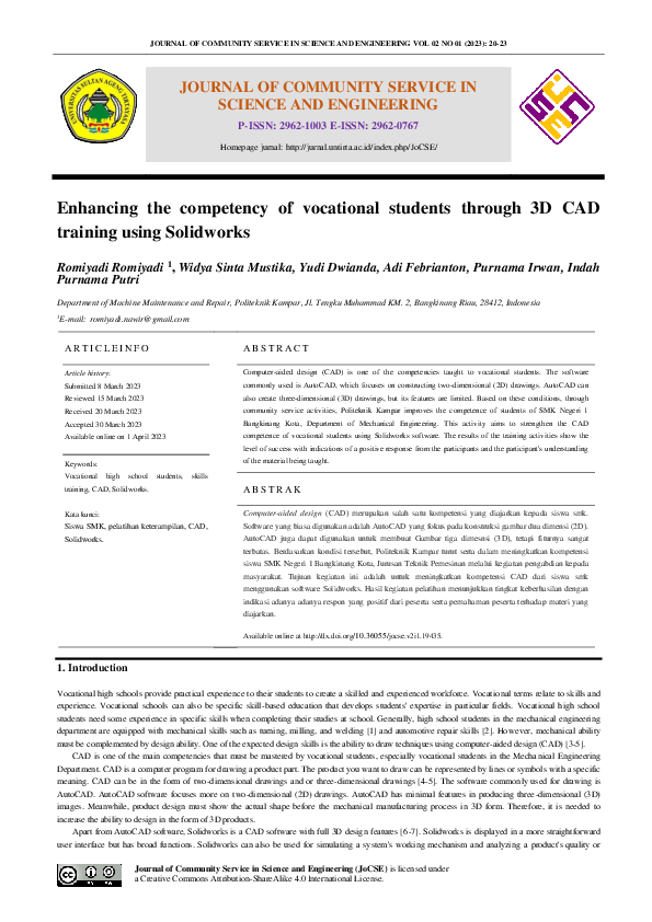 (PDF) Enhancing the competency of vocational students through 3D CAD ...
