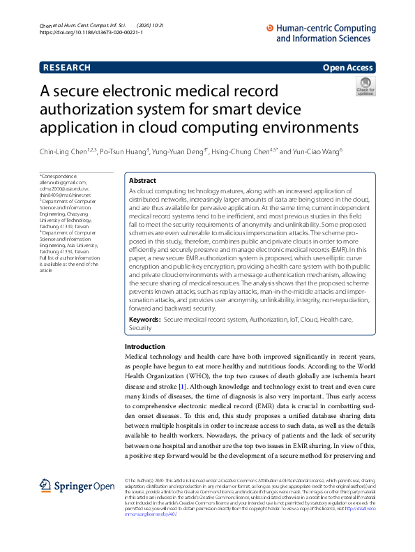 (PDF) Secure EMR Authorization in Cloud Environments