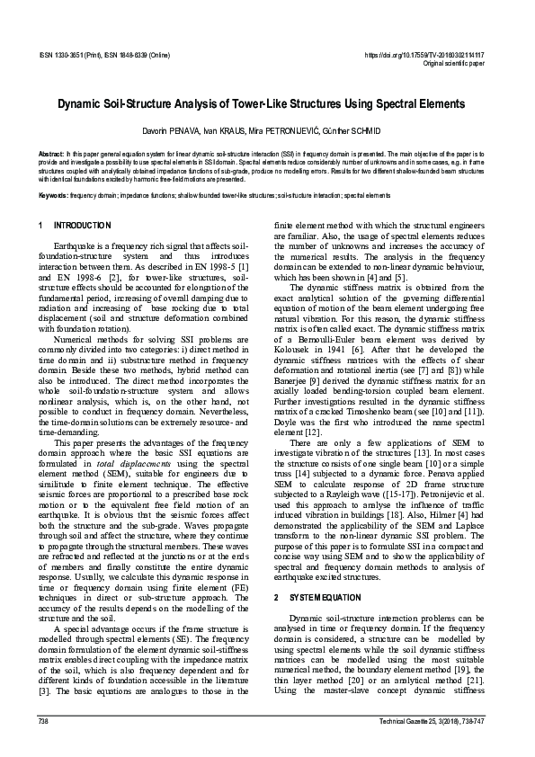 (PDF) Dynamic Soil-Structure Analysis of Tower-Like Structures Using Spectral Elements | Mira ...