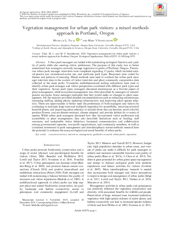 (PDF) Vegetation management for urban park visitors: a mixed methods ...