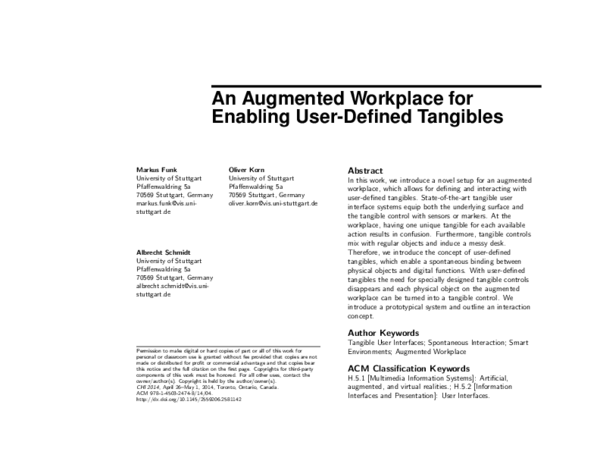(PDF) An augmented workplace for enabling user-defined tangibles