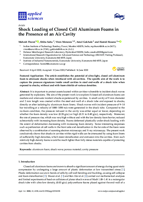 (PDF) Shock Loading of Closed Cell Aluminum Foams in the Presence of an ...