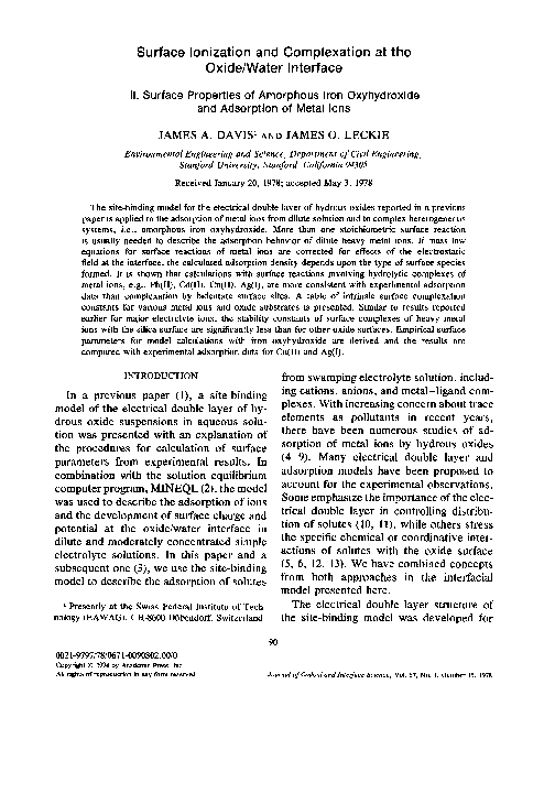(PDF) Surface ionization and complexation at the oxide/water interface ...