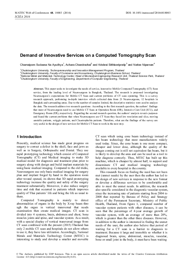 (PDF) Demand of Innovative Services on a Computed Tomography Scan