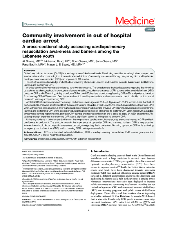 (PDF) Community involvement in out of hospital cardiac arrest: A cross ...