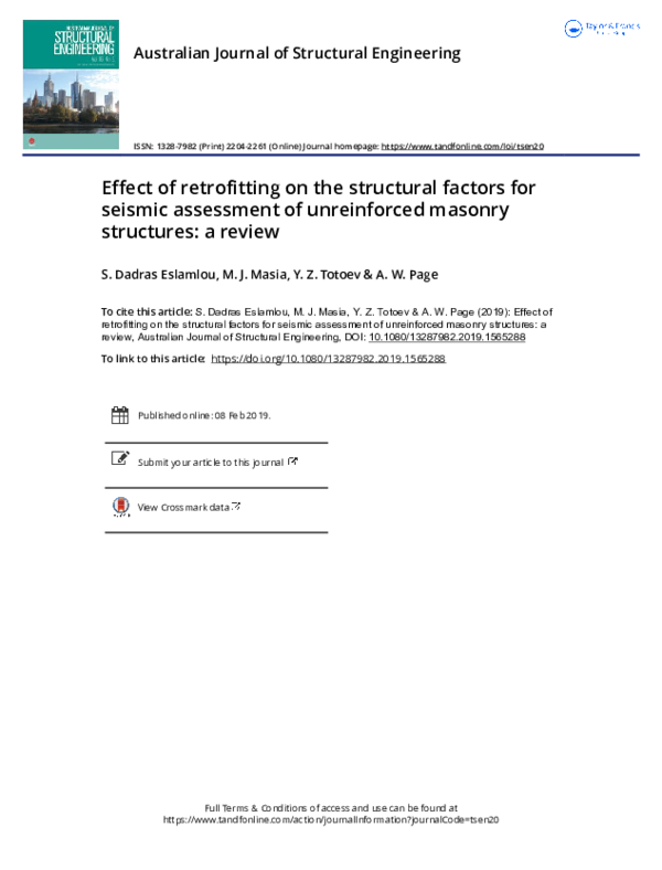 Pdf Retrofitting Impact On Seismic Assessment Of Masonry
