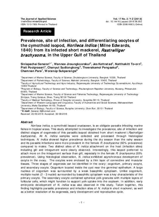 (PDF) Prevalence, site of infection, and differentiating oocytes of the ...