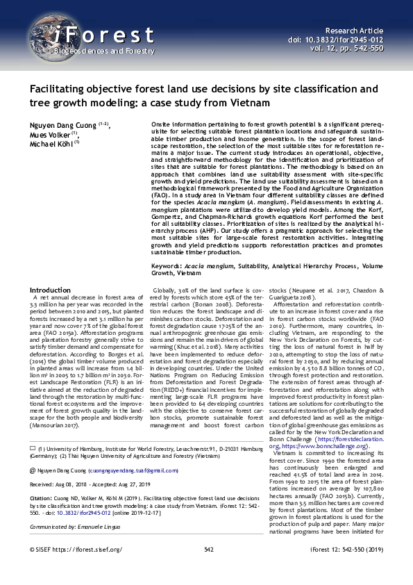 (PDF) Facilitating objective forest land use decisions by site classification and tree growth ...
