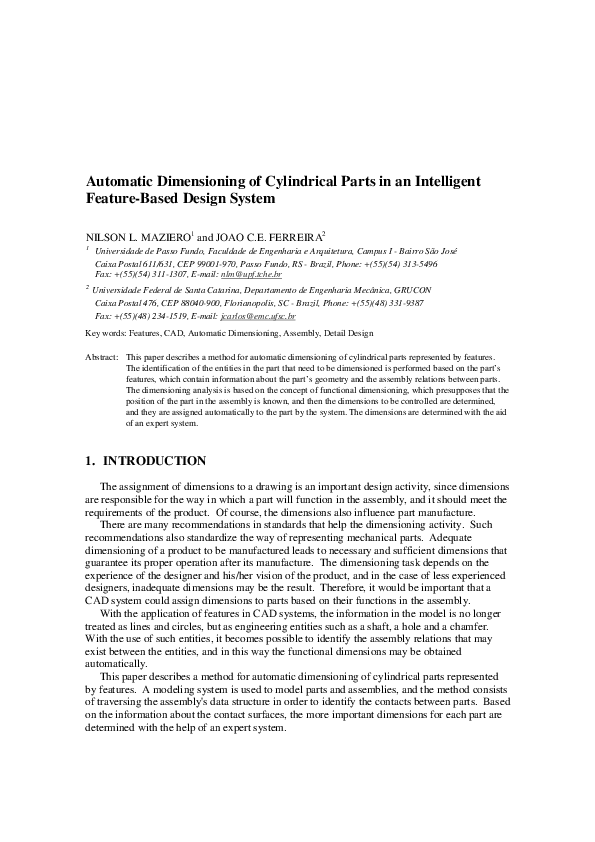 (PDF) Automatic Dimensioning of Cylindrical Parts in an Intelligent ...
