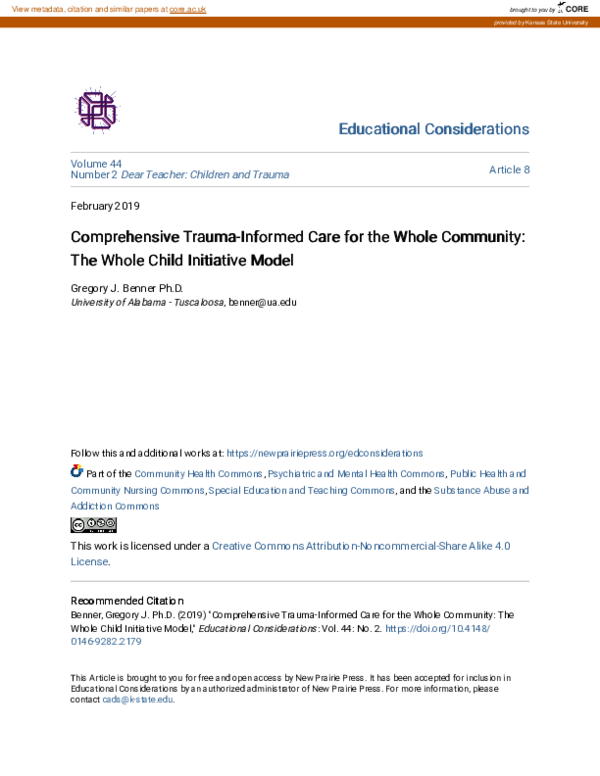 (PDF) Comprehensive Trauma-Informed Care for the Whole Community: The ...