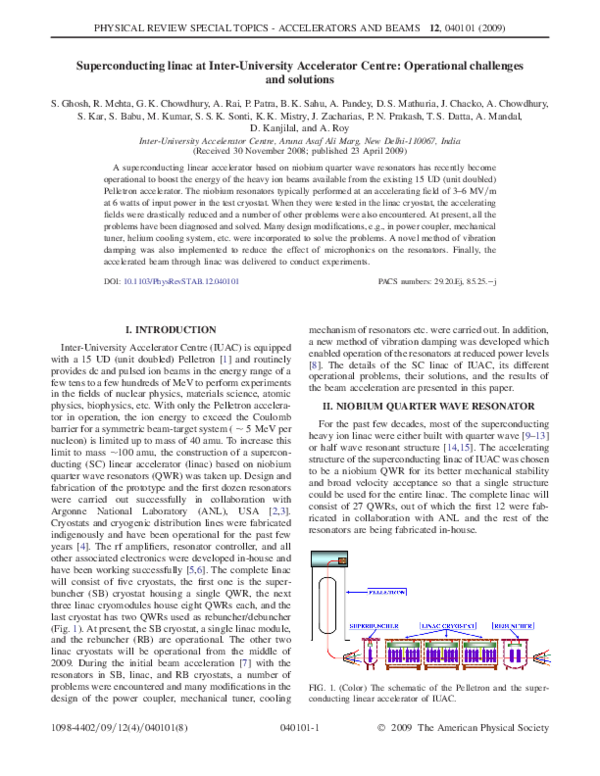 (PDF) Superconducting linac at Inter-University Accelerator Centre ...