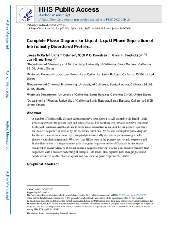 (PDF) Complete Phase Diagram for Liquid–Liquid Phase Separation of ...