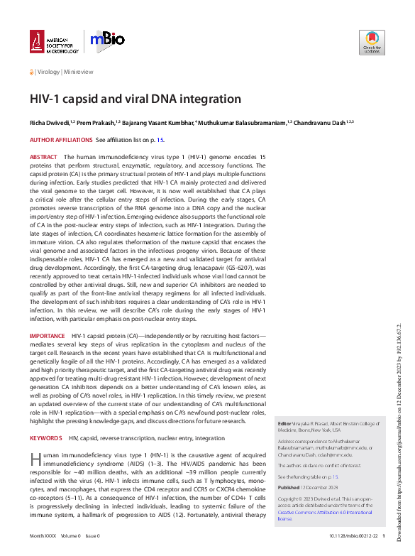 (PDF) HIV-1 capsid and viral DNA integration