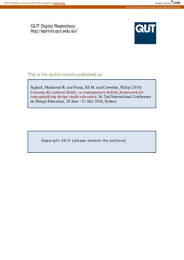 (PDF) Crossing the cultural divide: A contempory holistic framework for ...
