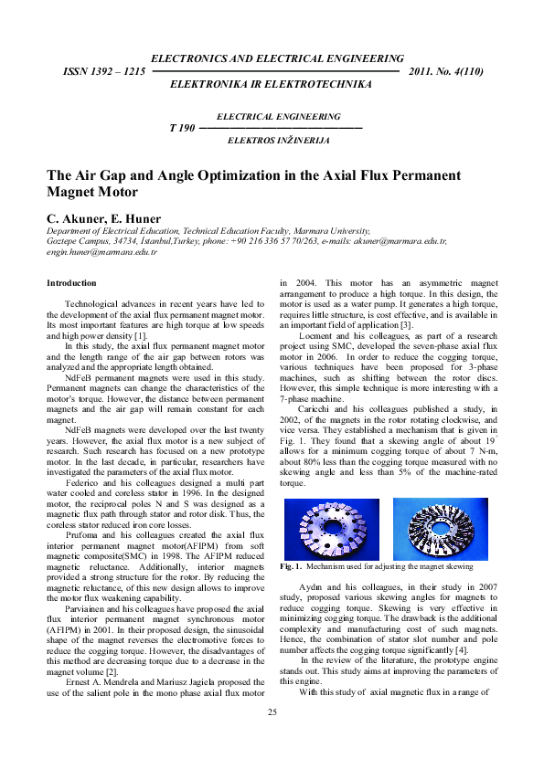 (PDF) The Air Gap and Angle Optimization in the Axial Flux Permanent ...