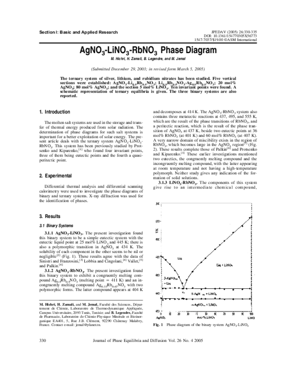 (PDF) AgNO3-LiNO3-RbNO3 phase diagram