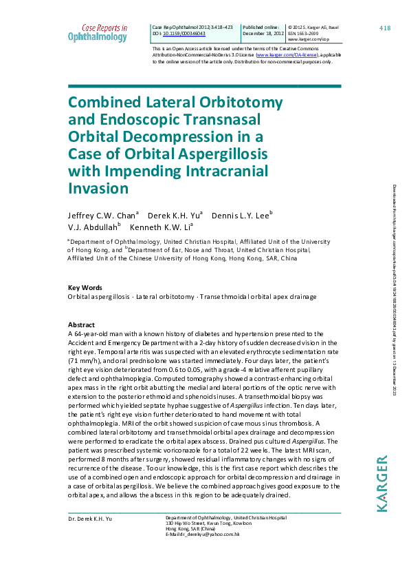(PDF) Combined Lateral Orbitotomy and Endoscopic Transnasal Orbital ...