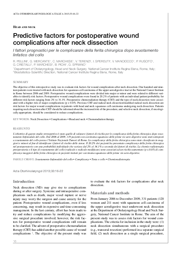 (PDF) Predictive factors for postoperative wound complications after ...