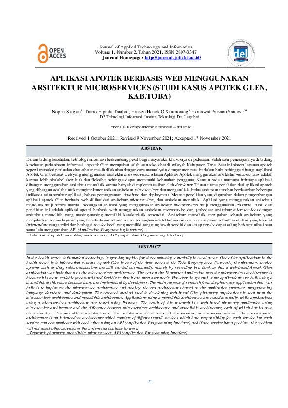 (PDF) Aplikasi Apotek Berbasis Web Menggunakan Arsitektur Microservices (Studi Kasus Apotek Glen ...