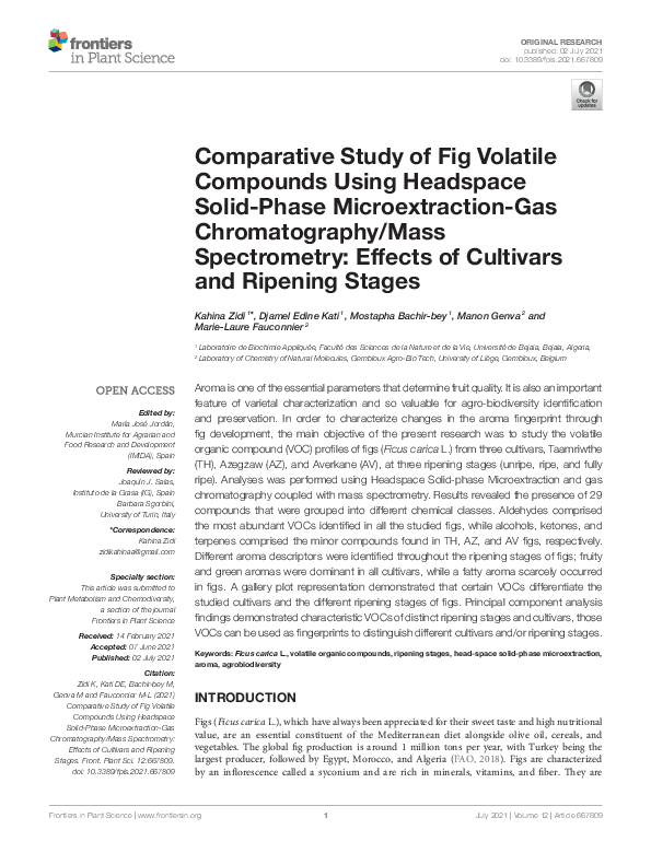 (PDF) Comparative Study of Fig Volatile Compounds Using Headspace Solid-Phase Microextraction ...