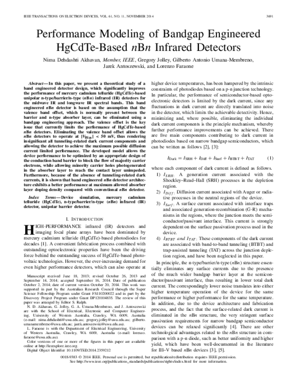 (PDF) Performance Modeling of Bandgap Engineered HgCdTe-Based nBn ...