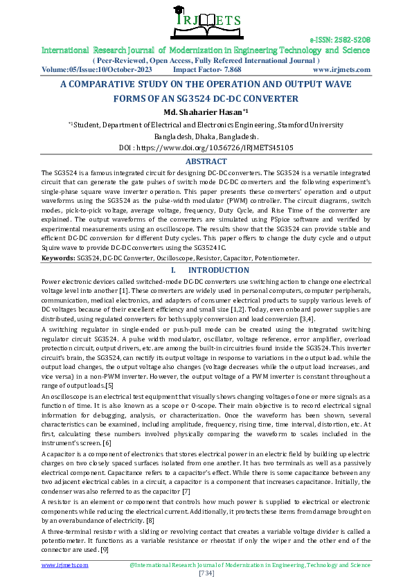 (PDF) A COMPARATIVE STUDY ON THE OPERATION AND OUTPUT WAVE FORMS OF AN SG3524 DC-DC CONVERTER