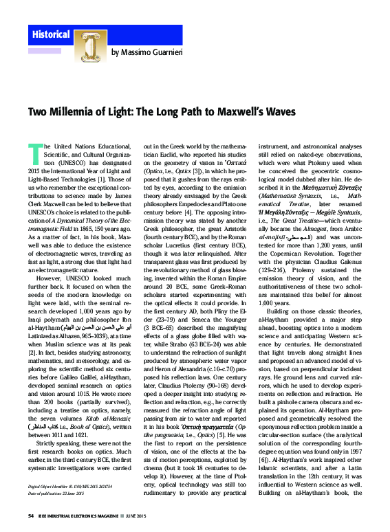 (PDF) Two Millennia of Light: The Long Path to Maxwell?s Waves ...