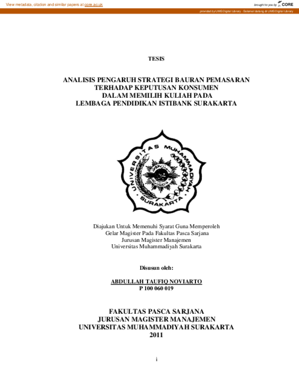 (PDF) Analisis Pengaruh Strategi Bauran Pemasaran Terhadap Keputusan Konsumen Dalam Memilih ...