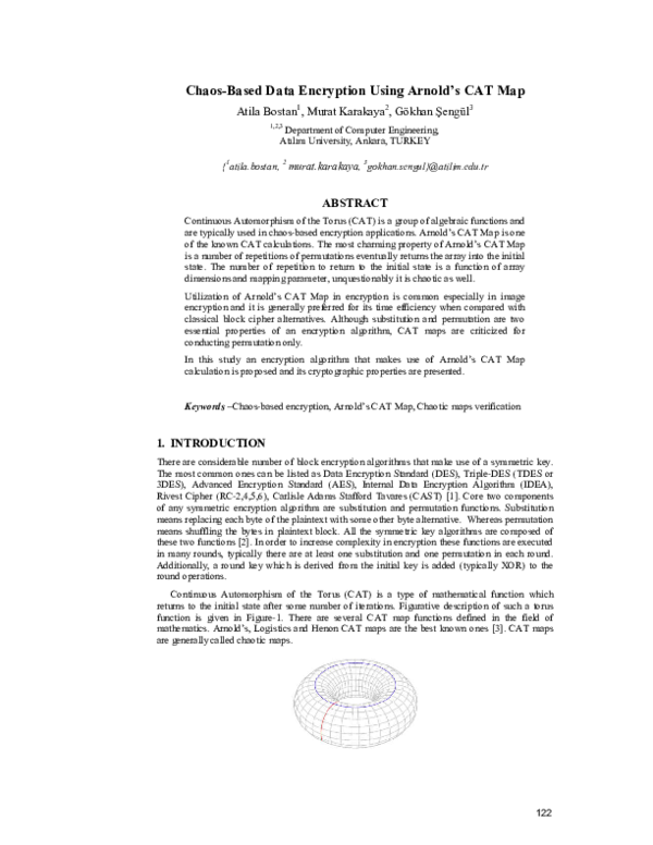 (PDF) Chaos-Based Data Encryption Using Arnold’s Cat Map | Gökhan Şengül - Academia.edu