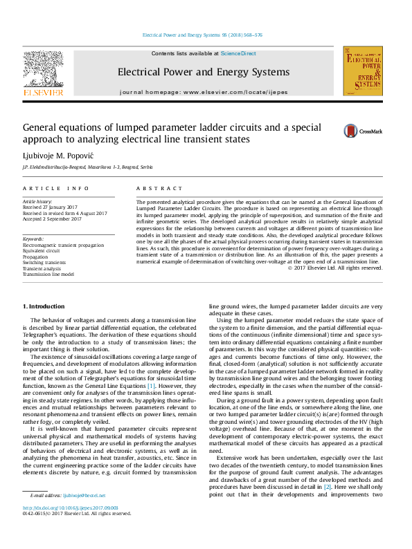 (PDF) General equations of lumped parameter ladder circuits and a ...