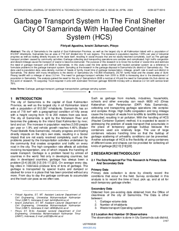(PDF) Garbage Transport System In The Final Shelter City Of Samarinda ...