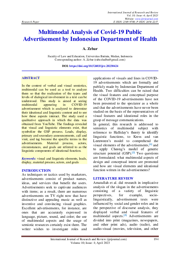 (PDF) Multimodal Analysis of Covid-19 Public Advertisement by ...