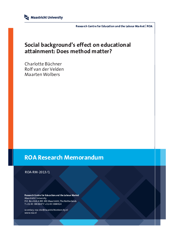 (PDF) Social background's effect of educational attainment: Does method matter?