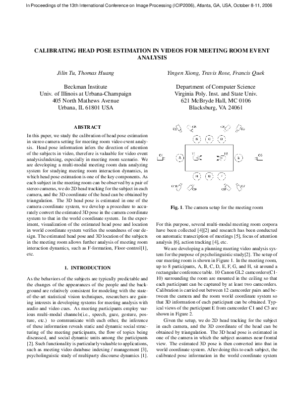 (PDF) Calibrating Head Pose for Meeting Analysis
