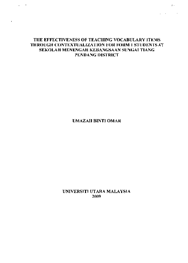 (PDF) The effectiveness of teaching vocabulary items through ...