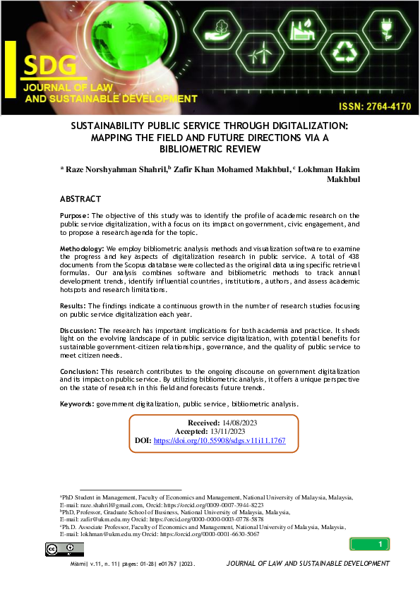 (PDF) Sustainability Public Service Through Digitalization: Mapping the ...