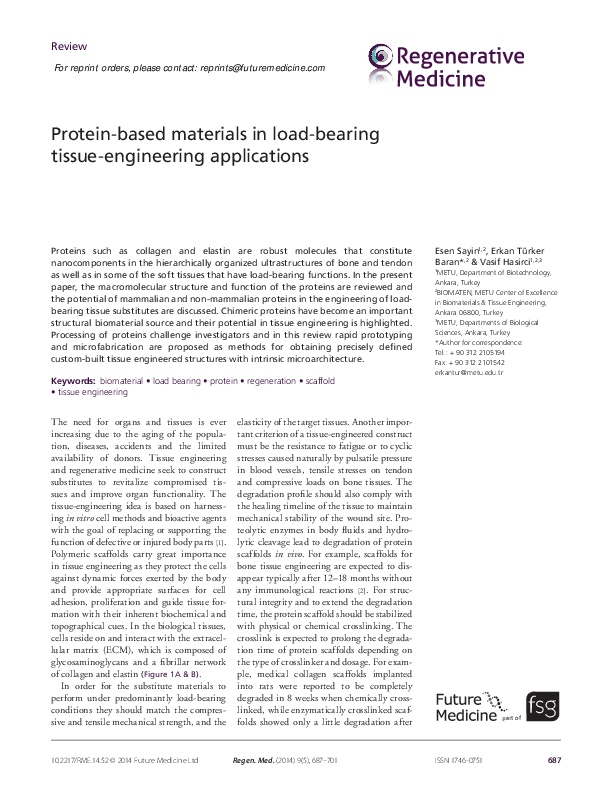 (PDF) Protein-based materials in load-bearing tissue-engineering ...